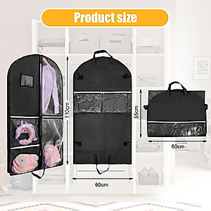 40" Clear Dance Costume Garment Bag for Dancers,Kids Garment Bag for Dance Competitions with 5 Clear Zipper Pockets For Dance Costumes,Dress,Suit,Storage or Travel.