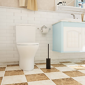 BVL Toilet Brush with Holder Stainless Steel Black Toilet Cleaner Brush Set Free Standing Toilet Brush for Bathroom