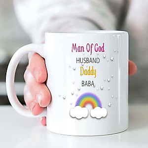 Christian Believers Gift, Wonderful Christmas Present for a Baba - Man Of God Prayers, Navy Multicolor Unisex Sweat 11 Oz White Ceramic Coffee Mug