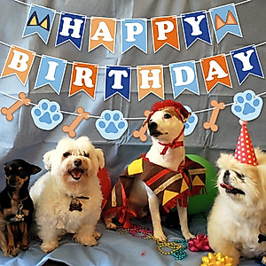 Stcomart Pre-Strung Blue Dog Happy Birthday Banner - No DIY Required, 6ft Multi-Color Letters for Kid Boy and Girl Blue Dog Happy Birthday Party Supplies