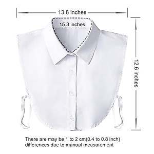 Fake Collar Detachable Dickey Collar Blouse Half Shirts Peter Pan Faux False Collar for Women & Girls Favors White, 2 Pack