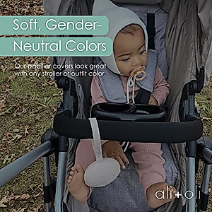 Ali+Oli Silicone Pacifier Case (Grey) 3" x 1.6" BPA-Free Newborn Pacifier Holder, Travel Baby Pacifiers Silicone Pouch, Pacifier Accessories for Boys & Girls, Silicone Pacifier Storage Case