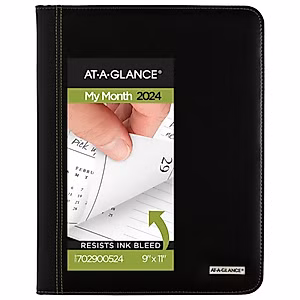 2024-2025 AT-A-GLANCE® Executive 13-Month Monthly Padfolio, 9" x 11", Black, January 2024 to January 2025, 7029005