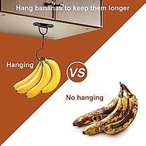 DAJIANG Banana Hook, Metal Banana Hanger Under Cabinet to Keep Bananas Fresh, Banana Holder for Bananas or Other Kitchen Items (Absolute Black)