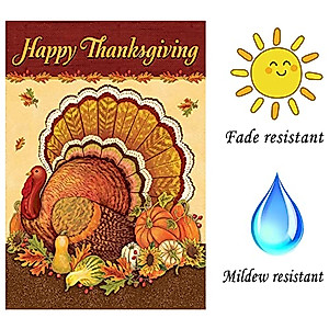 Thanksgiving Garden Flag,Happy Thanksgiving Flags 12 x 18 Inch Thanksgiving House Flag Double-Sided 2 Layer Thanksgiving Turkey House Flag for Thanksgiving Decoration
