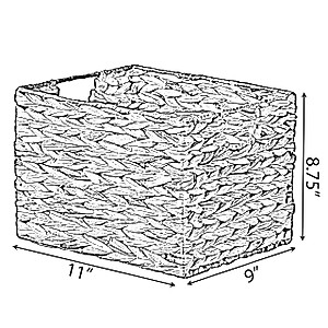 Natural Decorative Woven Water Hyacinth Storage Basket for The Playroom, Bedroom, and Living Room