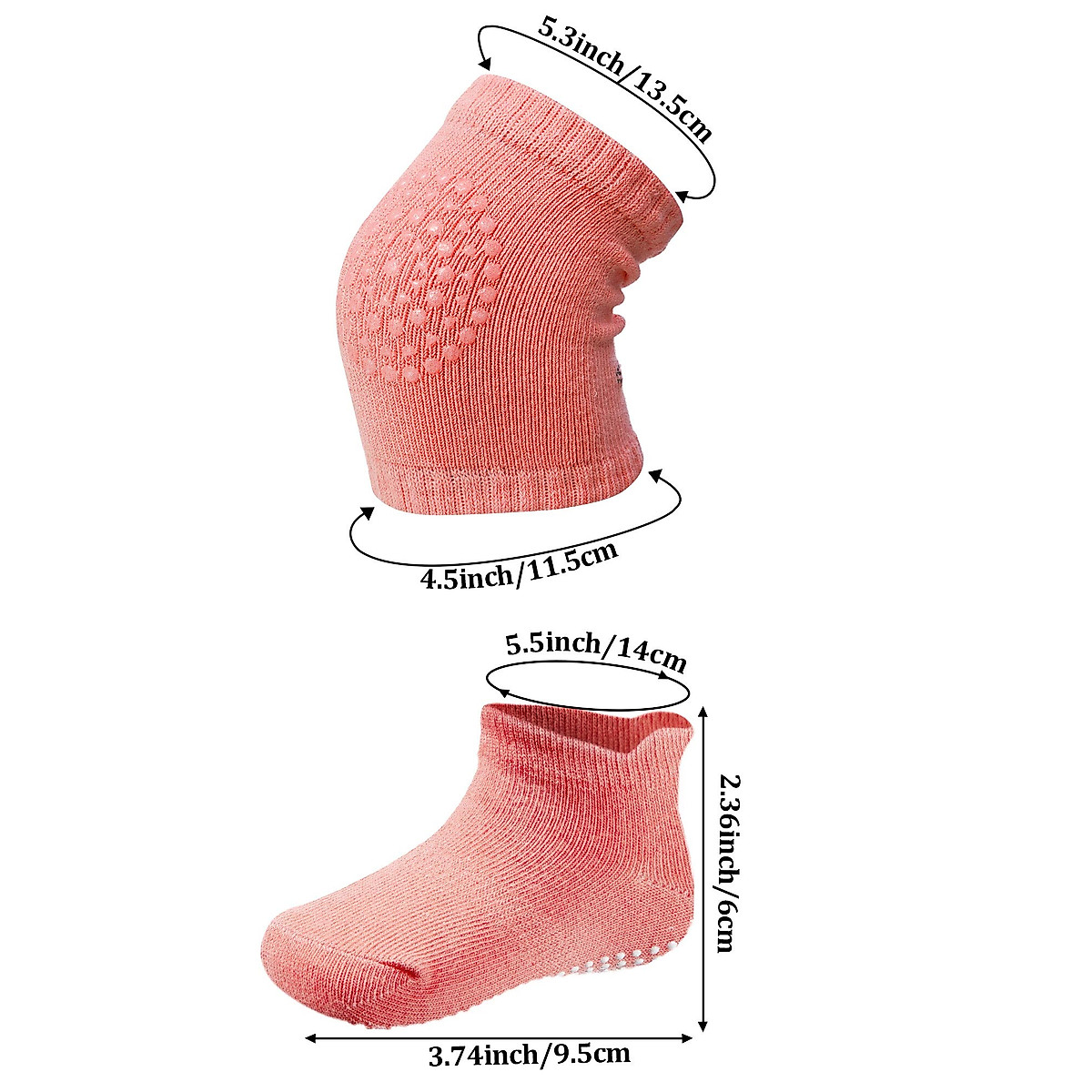 Syhood 10 Pairs Baby Crawling Anti-Slip Knee Pads and Anti-Slip Baby Socks Set Unisex Toddler Knee Protectors Non Slip Ankle Socks (Multicoloured)