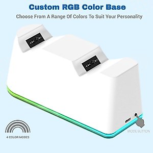 PS5 Charging Dock w/Fast 3A USB-C Power & RGB Base