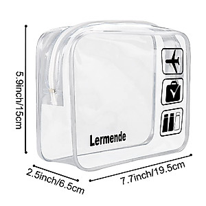 Lermende 3pcs TSA Approved Toiletry Bag For Women, Travel Toiletry Bag for Men, Airport Carry On Small Clear Toiletry Bag Cosmetic bag For Travel Toiletries - Clear