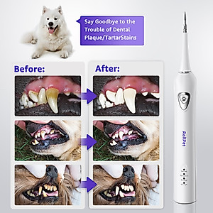 Roilpet Dog Teeth Cleaning Kit, Dog Plaque and Tartar Remover with Dog Finger Toothbrush, Rechargeable Sonic Electric Dog Tooth Scraper & Brushing Kit for Dog, Pet