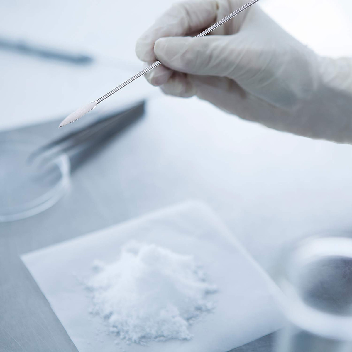 10 Pieces Stainless Steel Lab Spatula Micro Sampling Scoop Double Ended Mixing Spoon Laboratory Measuring Spoon for Powders Gel Cap Filler