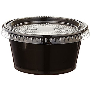 Polar Ice 40 Count Jello Shot Glasses, Souffle Cups and Portion Cup with Lids, 2-Ounce, Black