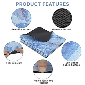 Yoga Mat Suede Printed Folding Travel Non Slip Fitness & Exercise Mat for Hot Yoga Pilates by VANILLACHOCOLATE (6mm Thickness, Pink)