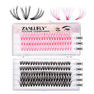 Individual Lashes DIY Eyelash Extension,160 Pcs Cluster Lashes zanlufly Mix colored lash Extension,8-16MM Mix Soft Lightweight Cluster Lashes for Home use