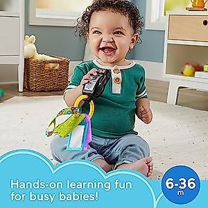 Fisher-Price Baby Travel Toy Laugh & Learn Play & Go Activity Keys with Learning Music, Teether & Mirror for Infants Ages 6+ Months
