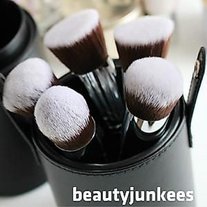 Flat Angled Kabuki Bronzer Brush - Beauty Junkees Contour Brush with Soft Dense Synthetic Bristles for Contouring, Blending, Buffing with Powder Cream Liquid Cosmetics, Vegan Makeup Brushes