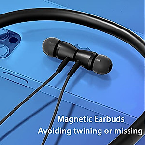 yi-shaney Bluetooth 5.0 Wireless Neckband Headphones with 20 H Playtime, Built-in Mic Lightweight Magnetic Earbuds, Crystal-Clear Voice and Noise Cancelling Headset Sweatproof (Black)
