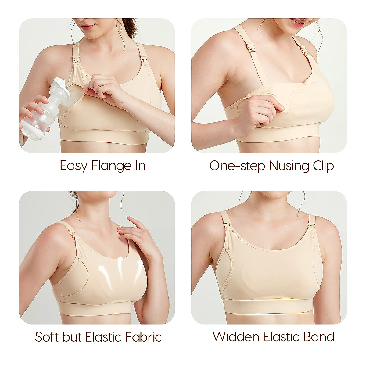 Lupantte Pumping Bra Hands Free 2 Pack, Supportive Comfortable Breast Pump Bra with Pads, All Day Wear Pumping and Nursing Bra in One Breast Pump for Medela, Spectra, Momcozy, etc. (X-Large)
