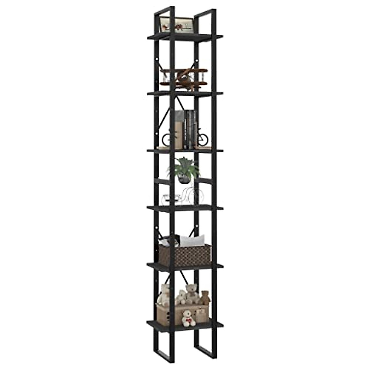 YUHI-HQYD 6-Tier Book Cabinet,Open Bookcase,Magazine Rack,Multifunctional Shelving,Shoe Rack,Bathroom Storage Rack,CD Shelf,Standing Shelf,Assembly Required, Gray 15.7"x11.8"x82.7" Engineered Wood