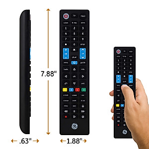 GE Samsung Replacement Remote, Universal Remote Control Compatible for Roku, Apple TV, Smart TV, Soundbar, Streaming Player, Blu Ray, DVD, DVR, 4 Device, Black, 44235