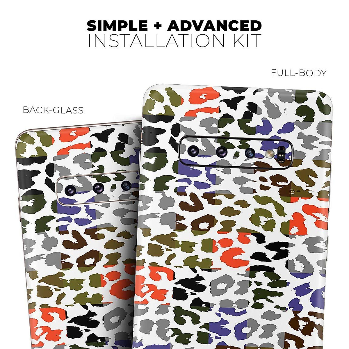 DesignSkinz Multicolored Leopard Vector Print Protective Vinyl Decal Wrap Skin Cover Compatible with The Samsung Galaxy S20 (Screen Trim & Back Glass Skin)