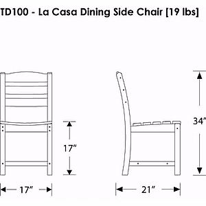 POLYWOOD TD100TE La Casa Café Dining Side Chair, Teak