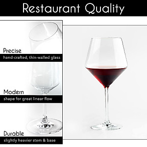 Mainstream Source Red Wine Glasses, Modern Renaissance Collection – Contemporary European Style Crystal Wine Glasses with Long Stems, Lead-Free (23.5 oz, Set of 4)