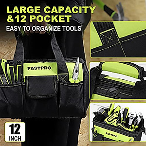 FASTPRO 232-Piece 20V Cordless Lithium-ion Drill Driver and Home Tool Set, Household Repairing Tool Kit with Drill, 12-Inch Wide Mouth Open Storage Tool Bag, Green