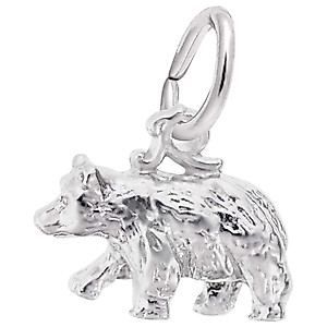 Rembrandt Charms Black Bear Charm, Sterling Silver