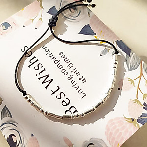 TESTRYE Morse Code Bracelets for Women,Fuck Off Morse Code Bracelets with Adjustable String,Inspirational Gifts for Women Men Friends (Fuck off)