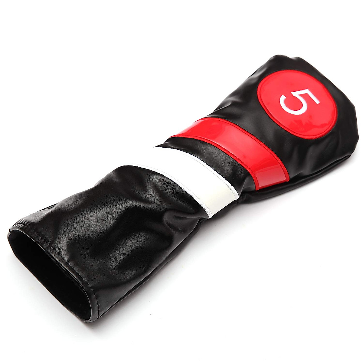 SHABIER Golf Head Covers 3pcs/Set Driver Fairway Wood Headcovers White Red and White Vintage PU Leather 1 3 5 Driver and Fairway Head Covers for Golf Club (Black 5)