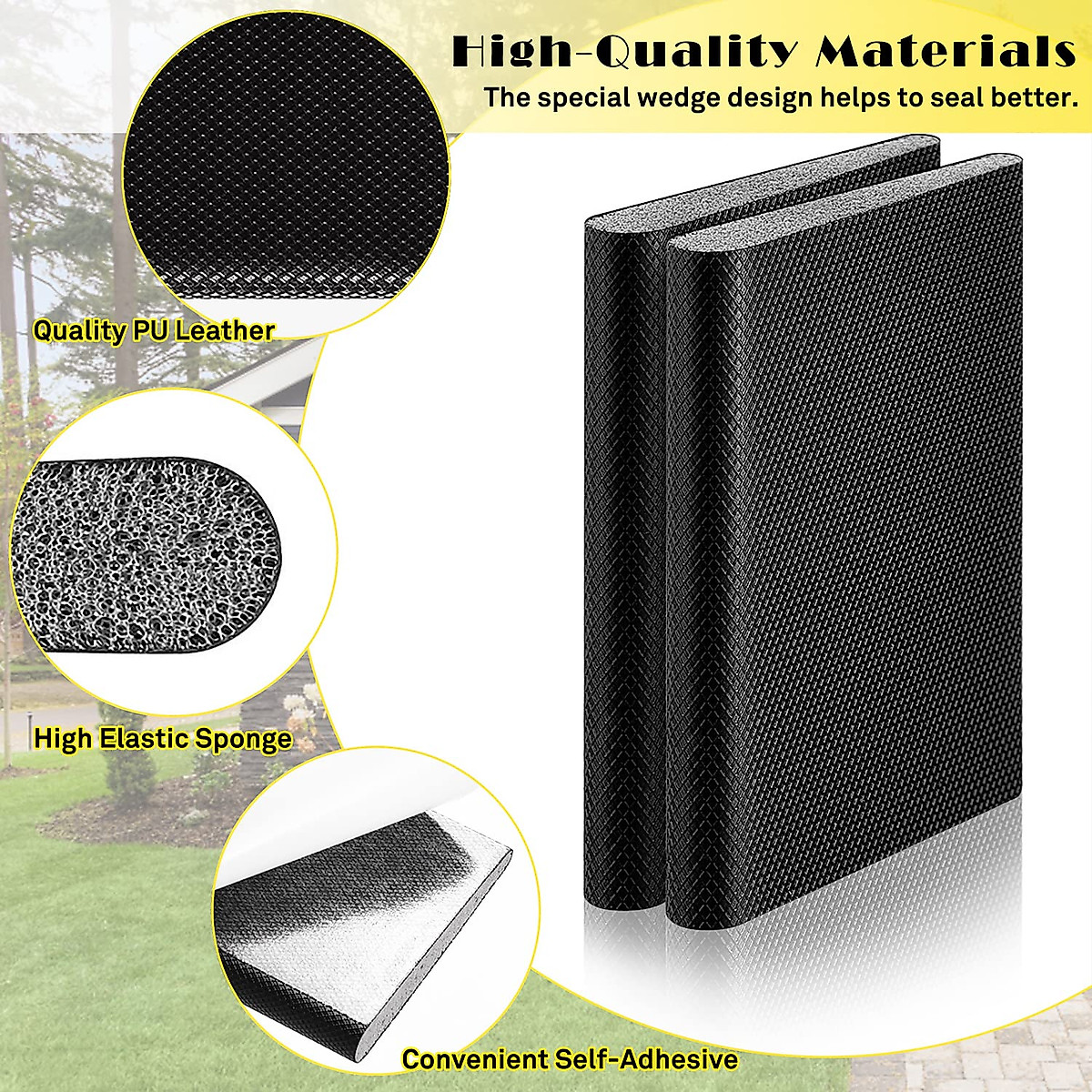 Door Corner Seals Exterior Door jamb Frame Seal Wedge Draft Stopper with Adhesive 10 Pack for Weather Stripping and Draft Protection Foam Corner Seal, Isolation of Noise(Black)