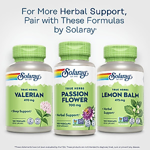 SOLARAY Passion Flower 700 mg Whole Aerial - Soothing Herbal Support - Passion Flower Capsules - Vegan, Non-GMO, 60-Day Guarantee, Lab Verified - 50 Servings, 100 VegCaps