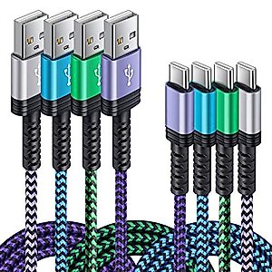 4Pack/6FT Phone Charger Type C Android Fast Charging Cord for Samsung Galaxy Note 20/21 Ultra 10, S21 S20 Plus S21 Ultra 5G,A01 A11 A21 A51 A71 A10E S10 S9 S8 LG K92 K51 for Google Pixel 5 4A 3A 4XL
