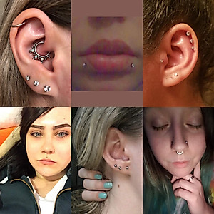 GAGABODY Forward Helix Earring 2/3/4mm Cubic Zirconia 3pcs G23 Titanium 16G 8mm Internally Threaded Labret Cartilage Tragus Monroe Lip Studs Piercing