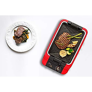 Aplusone Grill - Smokeless Electric Eco-Friendly Indoor Grill, Eliminate Smoke and Odor (Red)