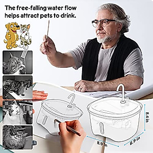 ZeePet Stainless Steel Cat Water Fountain, 3.5L/120oz Large Capacity Pet Water Fountain with Window, Automatic Dog Water Dispenser with led, with 3 Carbon Filter and 2 Pump Filter for Cat,Dog