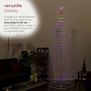 Alpine Corporation Large Tower Christmas Tree with Multi-Functional LED Lights