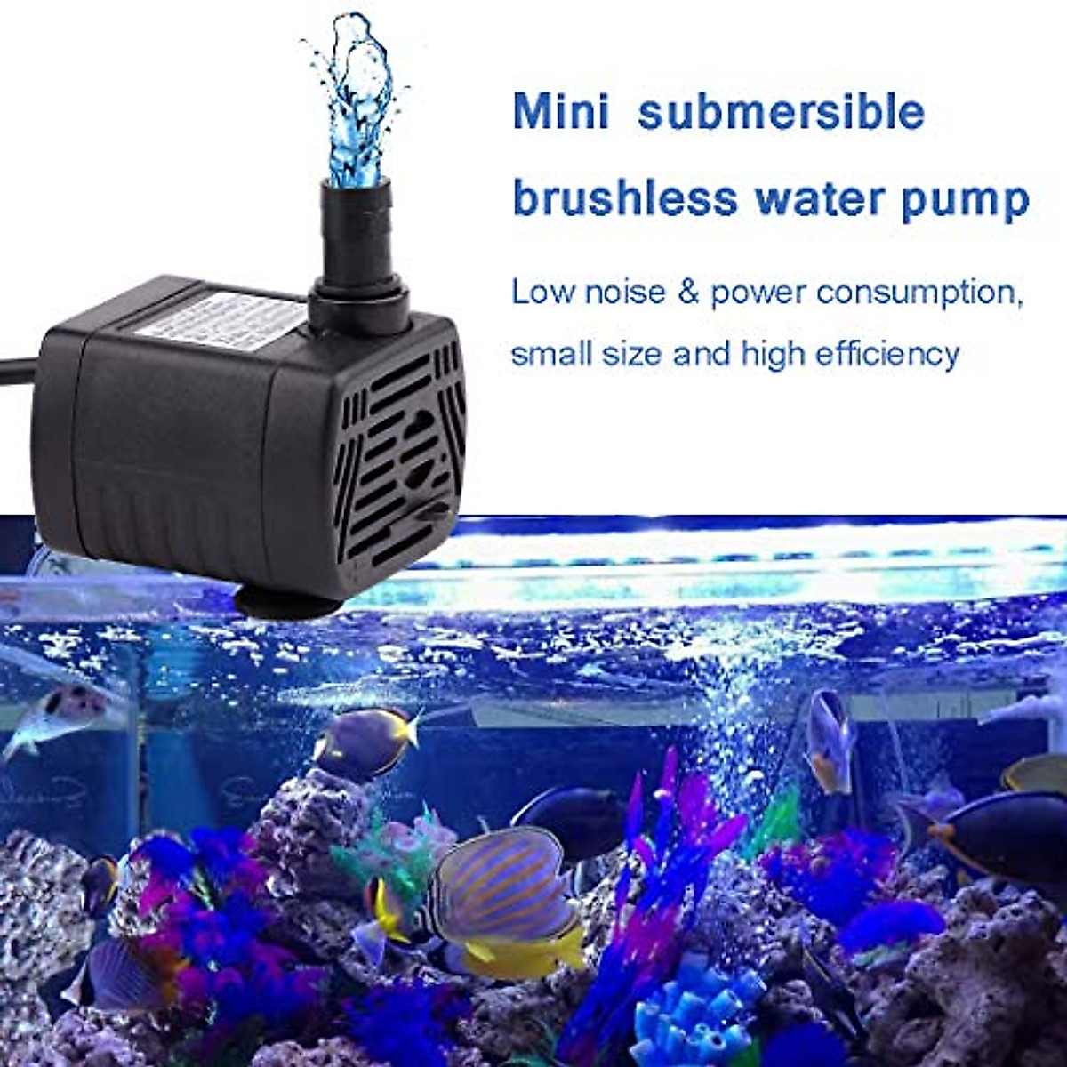 Aquarium Water Pumps,driew Mini Submersible Water Pump, DC 5.5-12V 5V 9V 12V Brushless Waterproof Pumps for Pond Aquarium with 4.5 Feet Cord, 200L/H