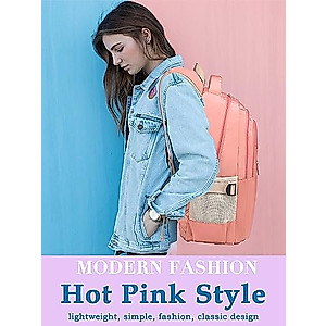 HotAdsFW Pink Backpack for Women Girls Laptop Backpack for Travel School Bag for Middle High School College Aesthetic Bookbag for Teen Girls with Multi Pockets Padded Shoulder Strap