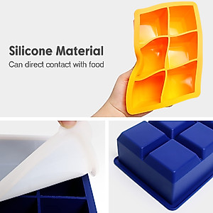 Excnorm Silicone Ice Cube Trays 3 Pack - Large Size Silicone Ice Cube Molds with Leak Proof Removable Lid Square Ice Cube Tray And BPA Free for Cocktail,Whiskey, Stackable Flexible Ice