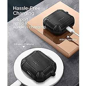 MOBOSI Compatible with AirPods 3 Case, Rugged Corner Shock Absorbing Hard Case Cover, Full-Body Protective Case with Keychain for AirPods 3rd Generation Charging Case, Black