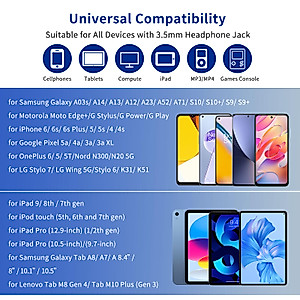 COOYA 3.5mm Headphones for Samsung A15 A03s A14 S10e Magnetic in-Ear Wired Earbuds with Mic for Moto G Stylus/Power/Play HiFi Stereo School Kids Earphones for iPad 9 8 Laptop Tablet PC Student Teens