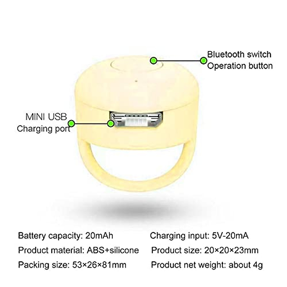 Bluetooth Control Ring for Tiktok,Cell Phone Remote Control Ring,Page Turner Remote Camera Shutter Selfie Fingertip Video Controller for Cell Phone