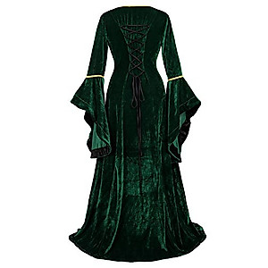 JWSOI Renaissance Dress Women Medieval Costume Women Ren Faire Dress Evil Queen Costume Women Plus Size Black
