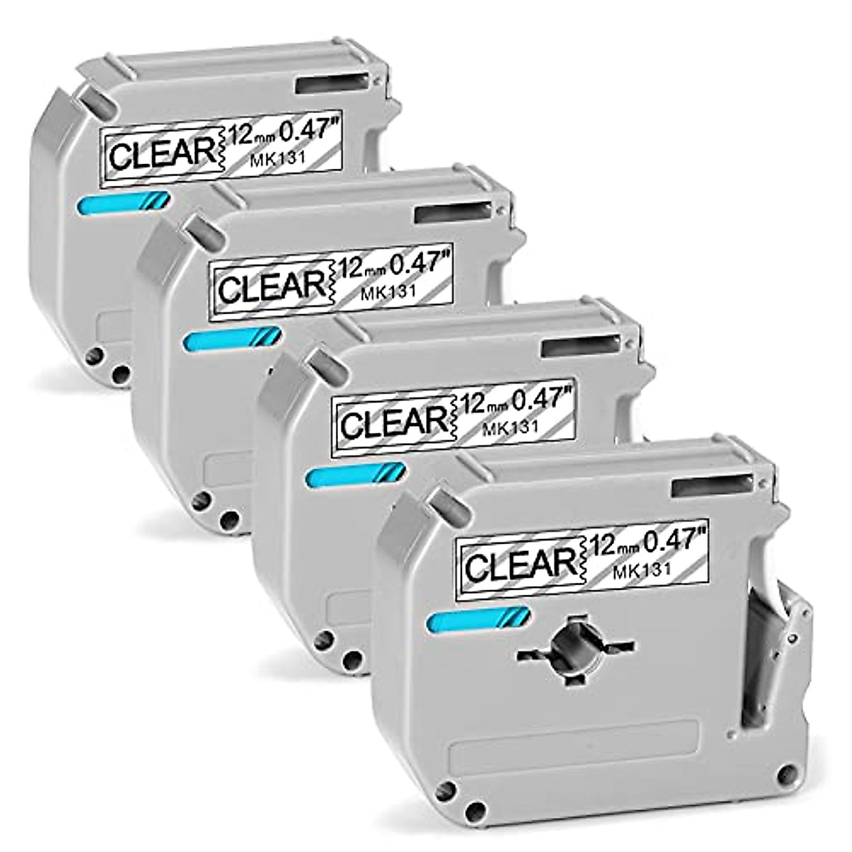 Anycolor Compatible MK131 PTM95 Label Tape Replacement for Brother P Touch M Tape M-K131 M131 12mm 0.47 Clear Tape for Brother Ptouch PT-M95 PT-90 PT70 PT65 PT85 Label Maker Refill, 26.2 Feet,4-Pack