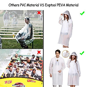 Exptolii Rain Poncho for Adults, 2 Pack EVA Reusable Raincoat Emergency Rain Gear Jacket with Hood (White)