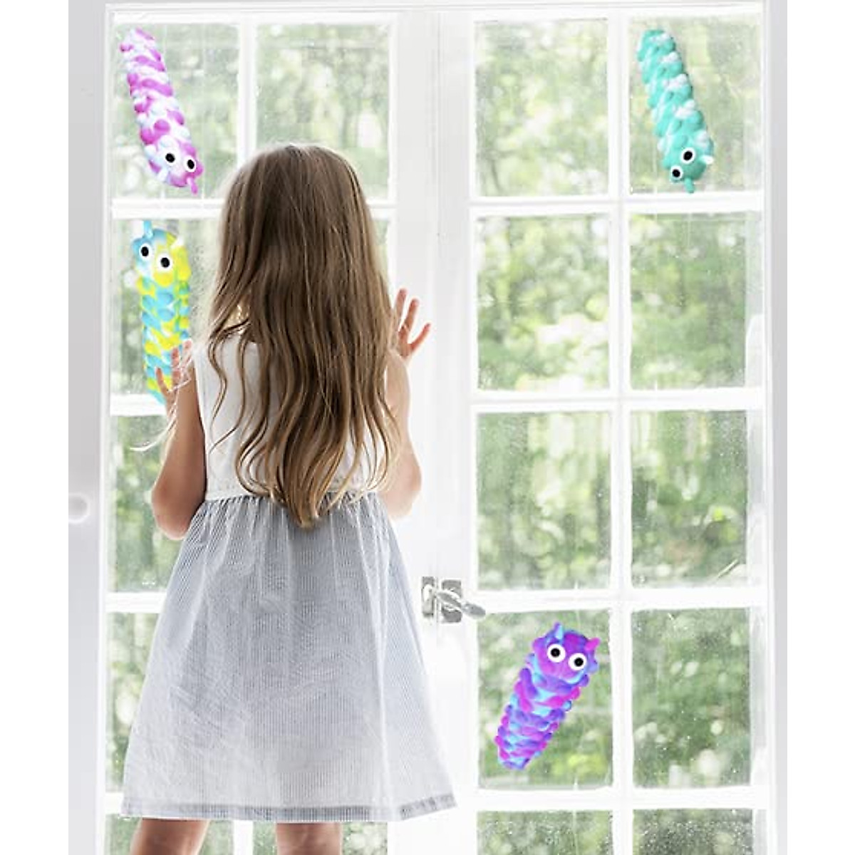 KINIA Squidopop Pop It Baby Toddler Suction Bath Toys Child Fidget Sensory Toy Caterpillar Animal Fidgets (4 Pack, Pop It Squidopop)