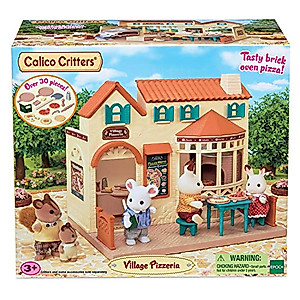 Calico Critters Village Pizzeria Dollhouse Playset, Collectible Dollhouse Toy with Furniture and Accessories Included