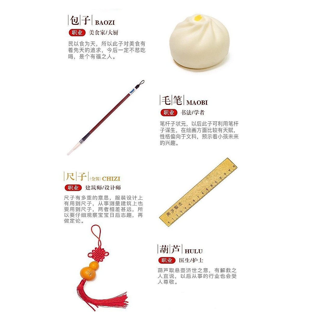 16-Piece Zhuazhou Set 抓周 100cm * 100cm Background Sheet Unique Gifts for Baby's First Birthday Party